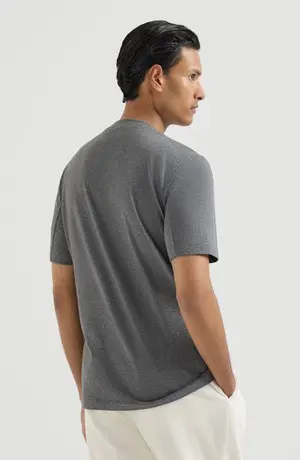 Brunello Cucinelli Cotton Jersey Crew Neck T-shirt With Print - Anthracite
