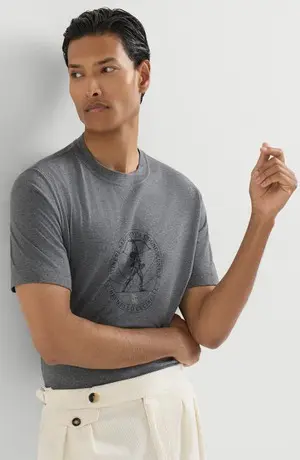 Brunello Cucinelli Cotton Jersey Crew Neck T-shirt With Print - Anthracite