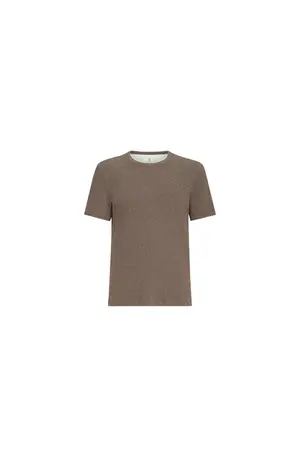Brunello Cucinelli Denim-effect Ribbed Cotton Jersey Crew Neck T-shirt - Brown