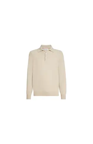 Brunello Cucinelli Cashmere Knit Polo Shirt - Sand