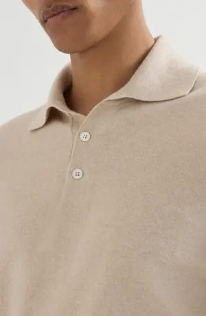 Brunello Cucinelli Cashmere Knit Polo Shirt - Sand