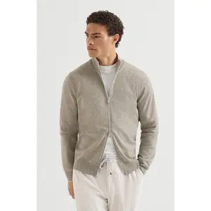 Brunello Cucinelli Cashmere High-neck Cardigan With Zipper - Grey