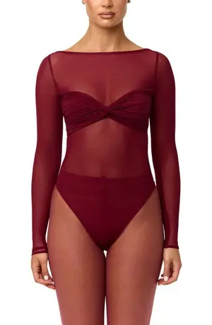 Naked Wardrobe Long Sleeve Mesh Bodysuit