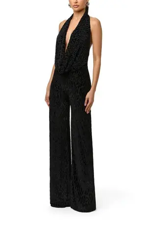 Naked Wardrobe Burnout Halter Jumpsuit