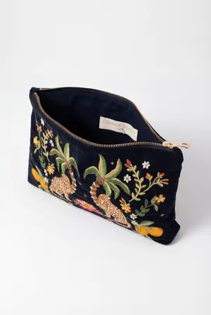 ELIZABETH SCARLETT Tropical Jaguar Velvet Everyday Pouch