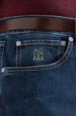 Brunello Cucinelli Comfort Cotton Denim Leisure Fit Five-pocket Trousers - Dark Denim