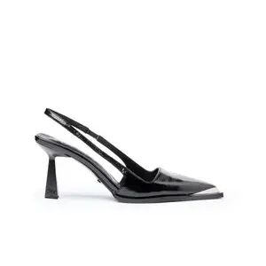 MALLET Selene Slingback Heels With Metal Toe Cap - Black
