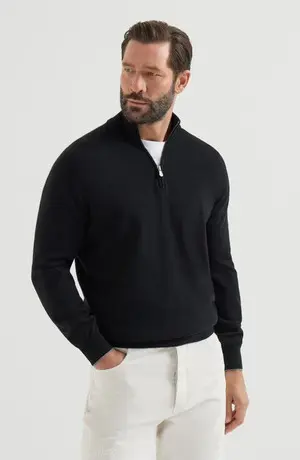 Brunello Cucinelli Cashmere Half-zip Sweater - Black