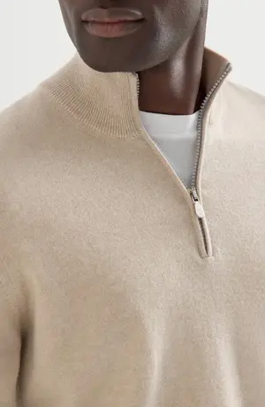 Brunello Cucinelli Cashmere Half-zip Sweater - Sand