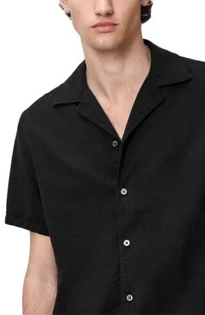 John Varvatos Cotton Seersucker Camp Shirt