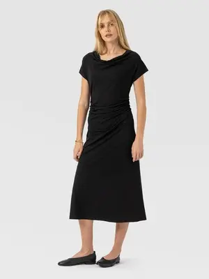 SAINT + SOFIA Laurie Cowl Neck Midi Dress