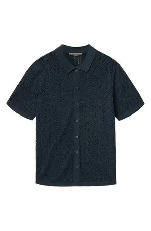 John Varvatos Emil Pointelle Knit Cardigan - Navy