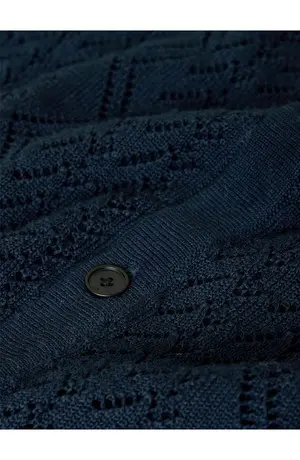 John Varvatos Emil Pointelle Knit Cardigan - Navy