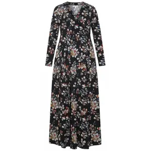 LA ENCEINTE Maternity Mock Wrap Maxi Dress - Black Solid