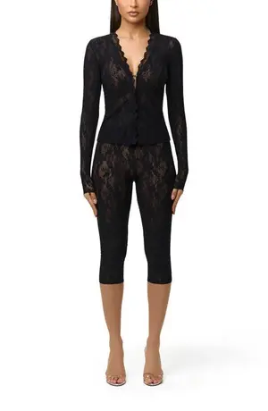 Naked Wardrobe Lace Capri Leggings