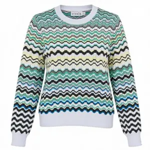 VIVA K Crochet Chevron Pullover Sweater - Mint Multi