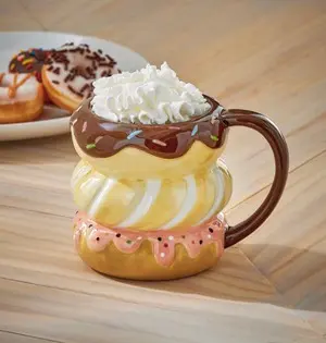 TAG Stacked Donut Earthenware Mug Multi 16 Oz 3.8x3.8x3.9