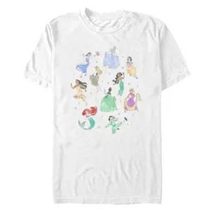Disney Distressed Princesses Circle Short Sleeve Graphic T-shirt - White