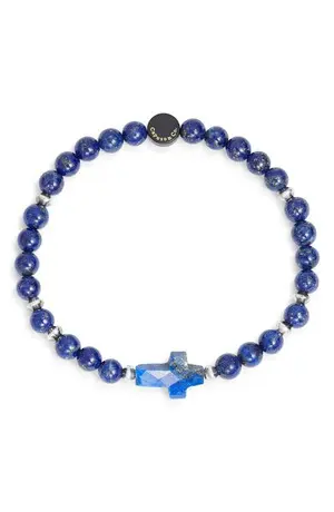 Caputo & Co And Sterling Silver Cross Bracelet - Lapis Lazuli