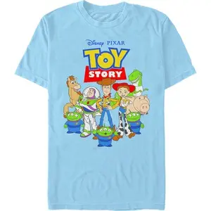 TOY STORY Main Characters Logo Short Sleeve Graphic T-shirt - Light Blue