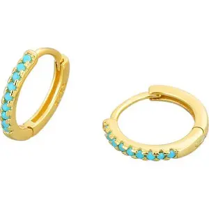 ERIN MCDERMOTT JEWELRY Turquoise Huggies - Gold