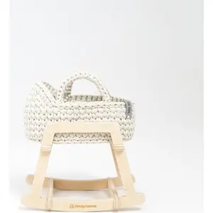 ANZY HOME Miniature Doll Moses Basket With Rocking Stand - Ecru
