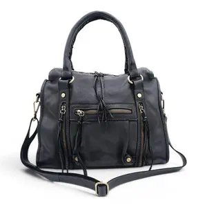 BOLSA NOVA HANDBAGS Bolsa Nova Washed Leather Large Satchel - Black