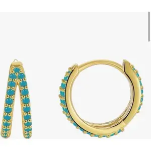 ERIN MCDERMOTT JEWELRY Double Turquoise Circle Hoop Earrings - Gold