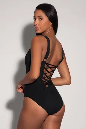 TA3 Sculpting Square Neck One-piece Swimsuit - Black