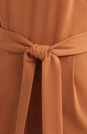 Anne Klein V-neck Belted Straight Leg Jumpsuit - Cedar Spice