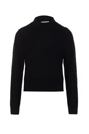 BIRT UK Chevron Knit Mock Neck Sweater - Black