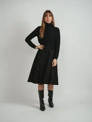 BIRT UK Chevron Knit Mock Neck Sweater - Black