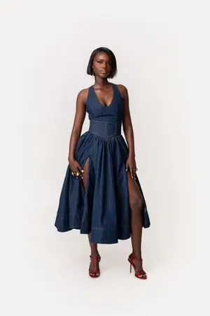 OFUURE Noemi Midi Dress In Pinstripe