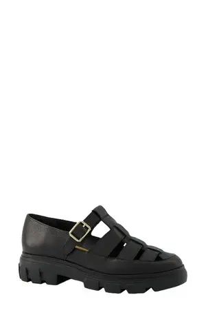 Paul Green Drea Fisherman Sandal - Black Leather
