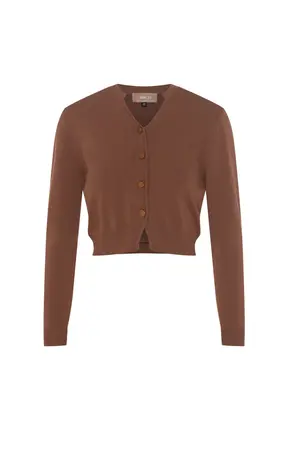 BIRCH Cropped Open Knit Button Front Cardigan - Birch