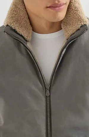 Brunello Cucinelli Waxed Techno Cotton Down Vest With Detachable Hood