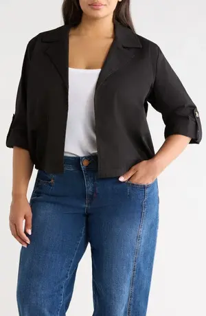 Wit & Wisdom Roll Tab Crop Jacket - Black