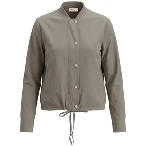 THE NORWAY CLUB Cotton Bomber Jacket With Drawstring Hem - Stone