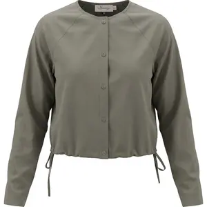 THE NORWAY CLUB The Norway Club Cropped Tie Blouse Stone