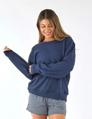 SOFTFLEX Oversized Crew Neck Shirt - Navy