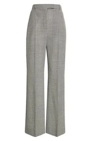 Alexander McQueen High Waist Plaid Wool Straight Leg Pants