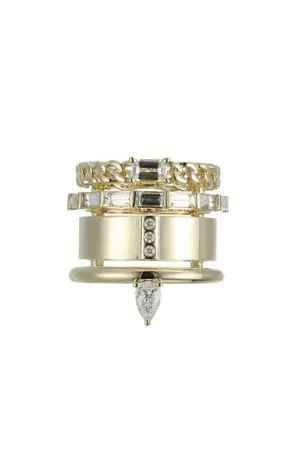 TYPE JEWELRY 14k Stacked Ring With White Sapphires And Diamonds