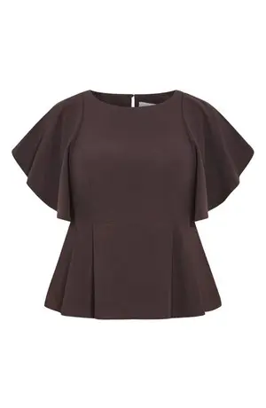 City Chic Flutter Sleeve Peplum Top