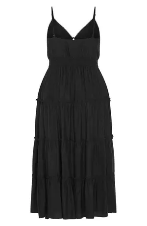 City Chic Aiza Midi Sundress With Tiered Skirt