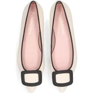 Pretty Ballerinas Pointed Toe Buckle Flat - Beige