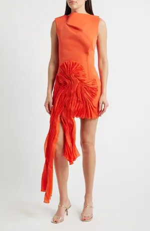 Acler Aberleigh Drape Cocktail Minidress - Chilli