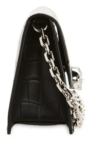 Alexander McQueen Mini Skull Croc Embossed Leather Crossbody Bag