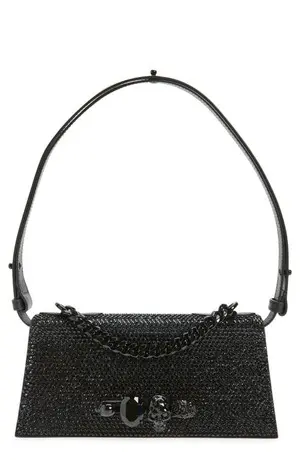 Alexander McQueen Mini Jeweled Shoulder Bag With Knuckle Hardware - Black