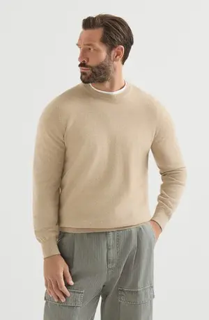 Brunello Cucinelli Ribbed Cashmere Crewneck Sweater - Brown