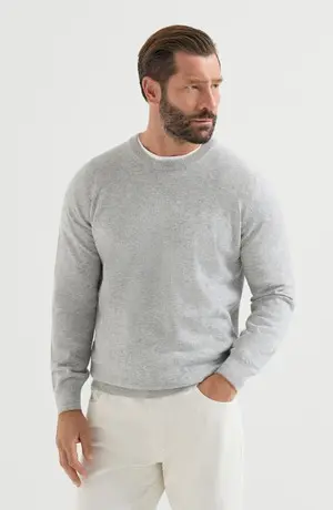 Brunello Cucinelli Brunello Cucinelli Ribbed Cashmere Crewneck Sweater Pebble